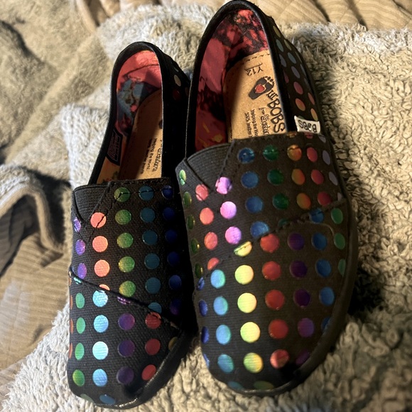 Shoes | Bobs By Skechers Metallic Rainbow Polka Dot Girls Shoes | Poshmark
